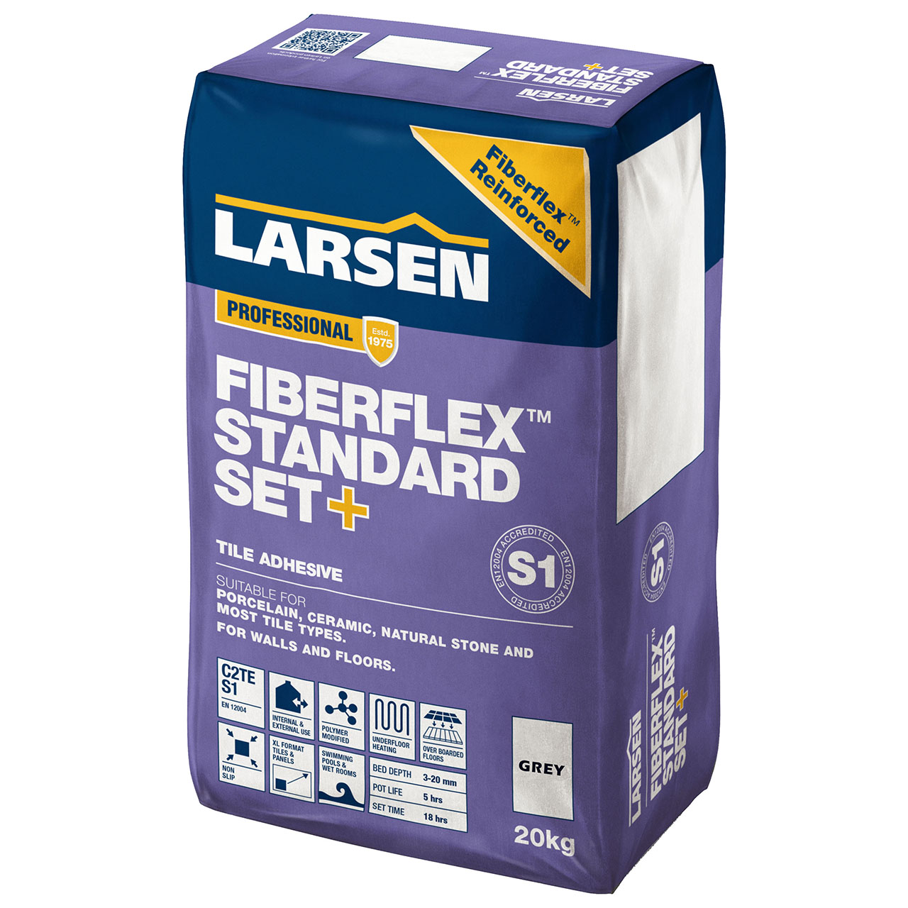Larsen Pro Flexible Standard Set Floor and Wall Adhesive - GREY - 20kg ...