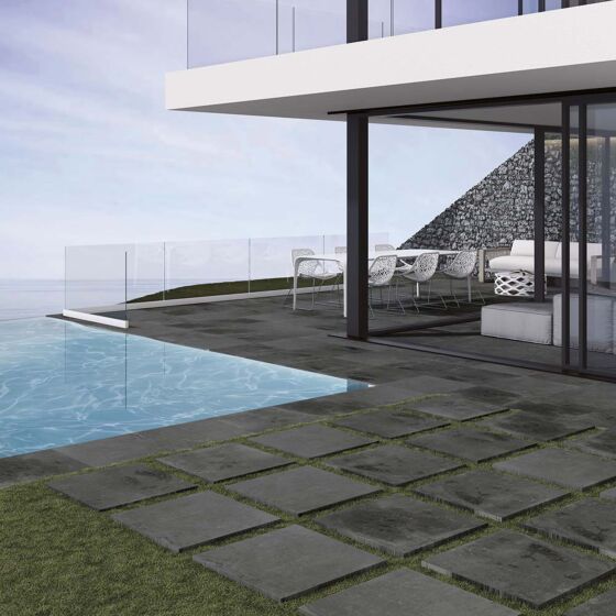 Arley Black Glazed Porcelain 600x600x200mm - Superceramic Tile Shop