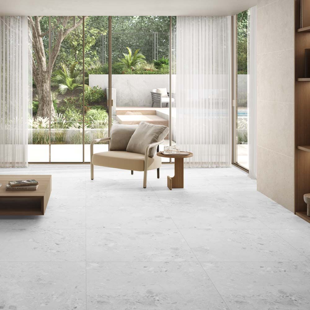 Amaya Terrazzo White Matt Porcelain Wall & Floor Tile 900x900mm ...